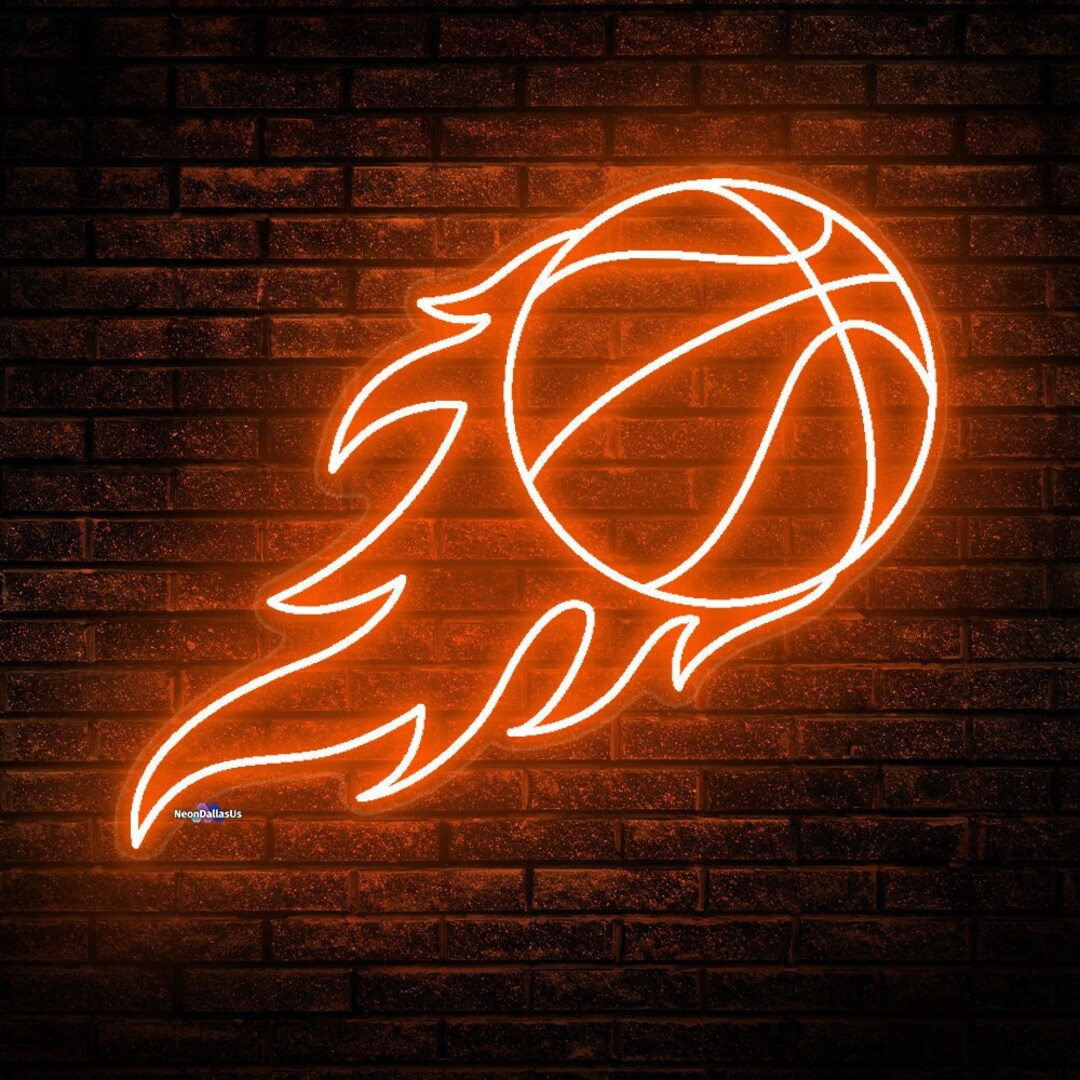 Basketball Neon Sign Basketball Fire Neon Custom Basketball Neon ...