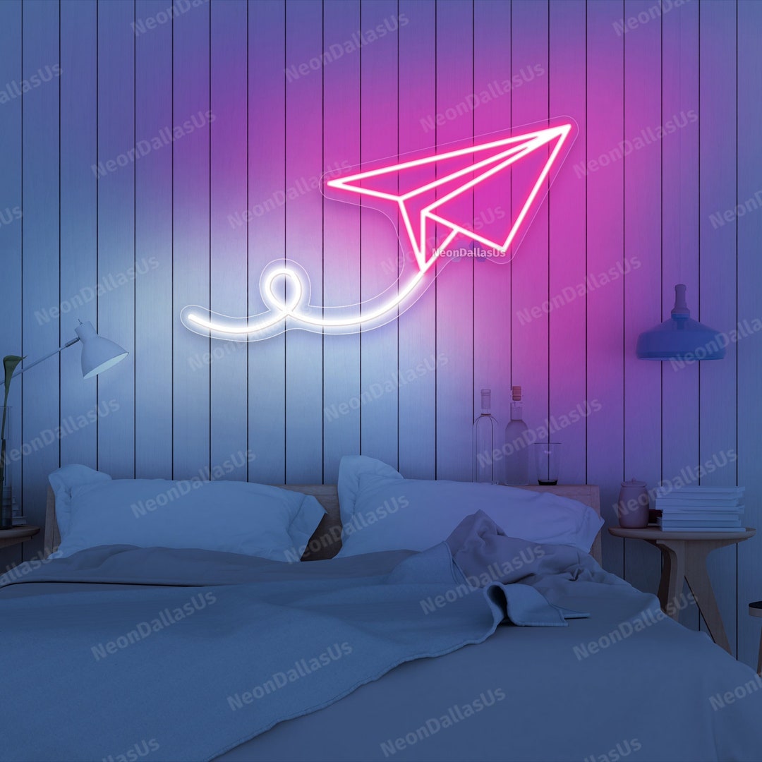 Paper Air Plane Neon Sign Air Plane Led Sign Custom Paper Air Plane ...