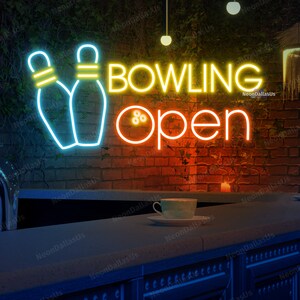 Bowling Open Neon Sign Bowling Neon Light Custom Bowling LED Sign Let's ...