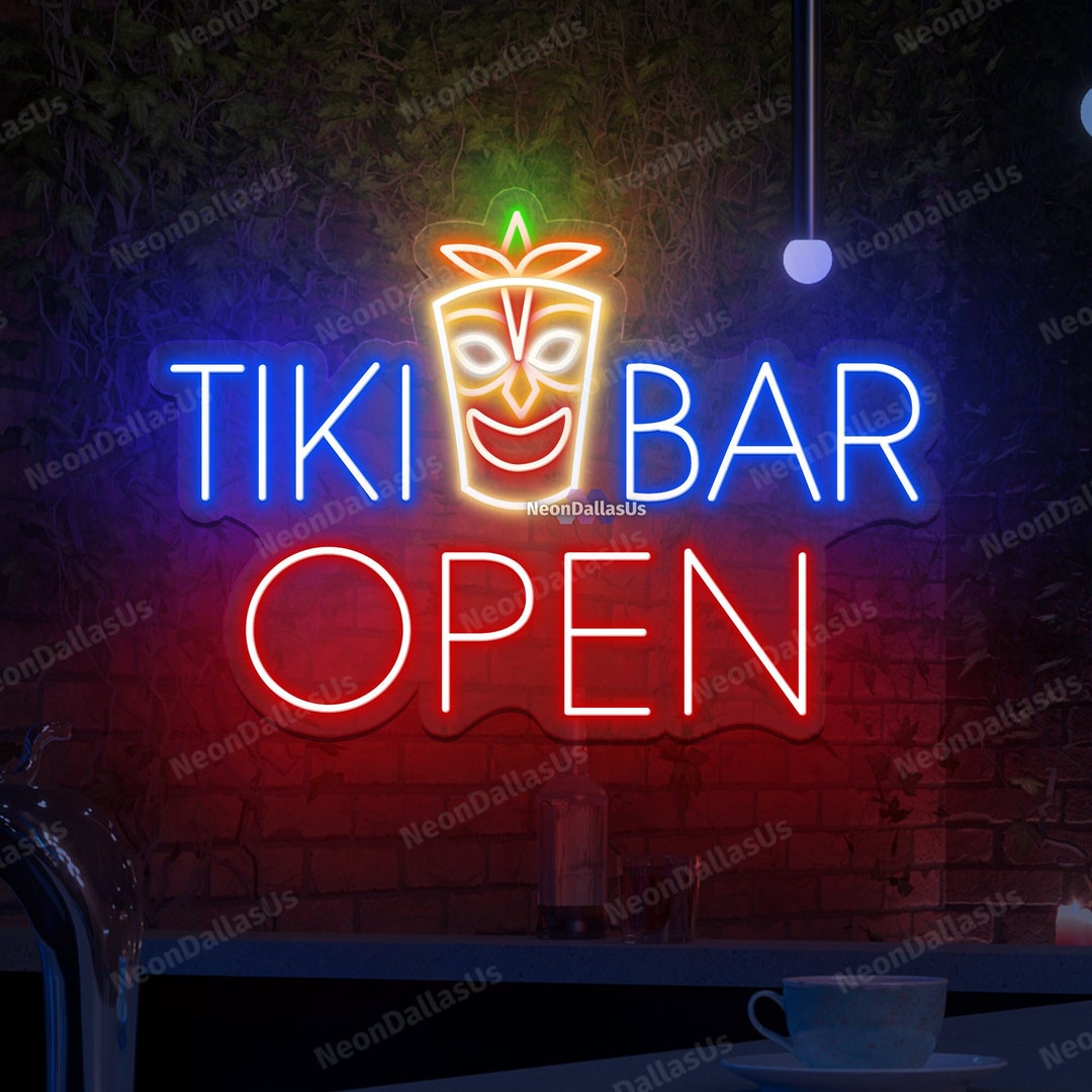 Tiki Bar Open Neon Sign Tiki Bar Led Light Custom Tiki Bar Personalized ...