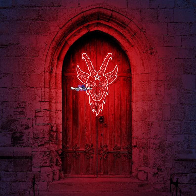 Baphomet Neon Sign Gothic Dark Led Decor Black Goat Led Light Satan ...