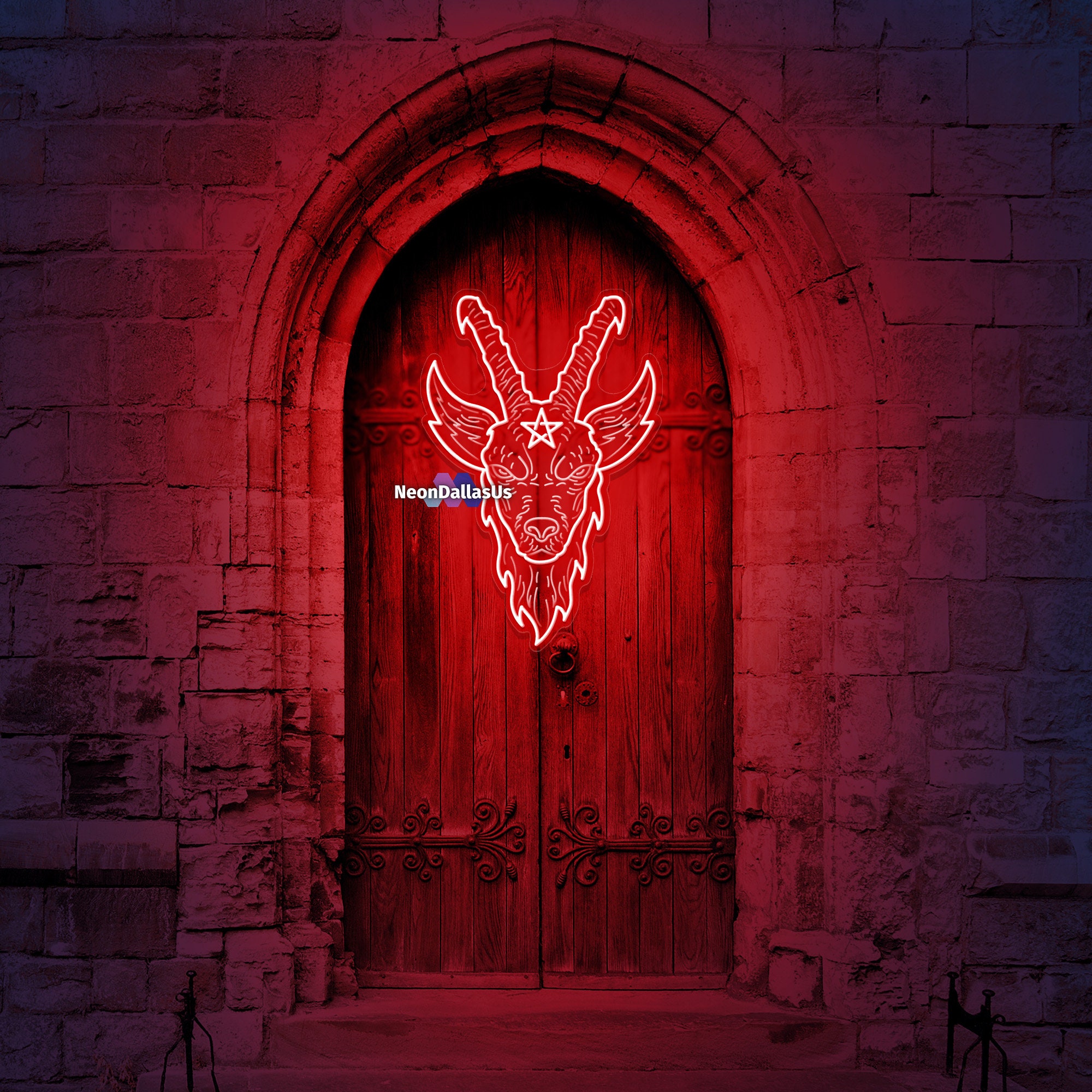 Baphomet Neon Sign Gothic Dark Led Decor Black Goat Led Light - Etsy