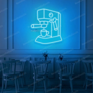 Coffee Machine Neon Sign Coffee Bar Sign LED Light Coffee Shop Decor ...