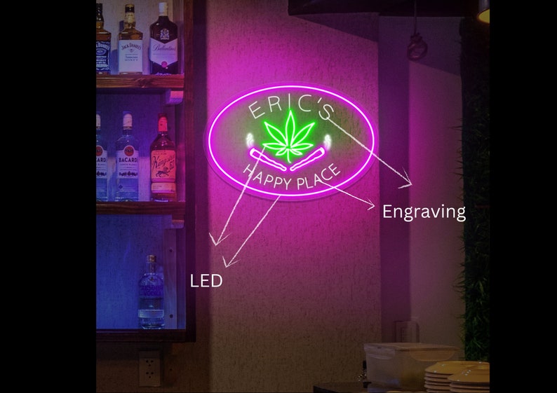 Personalized Cannabis Neon Sign Smoking Weed LED Sign Cannabis High ...