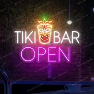 Tiki Bar Open Neon Sign Tiki Bar Led Light Custom Tiki Bar Personalized ...