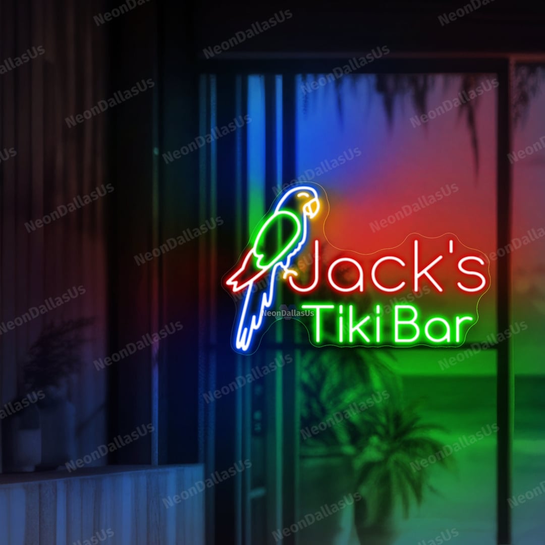 Tiki Bar Neon Sign Personalized Tiki Bar Name LED Lights Custom Bar ...