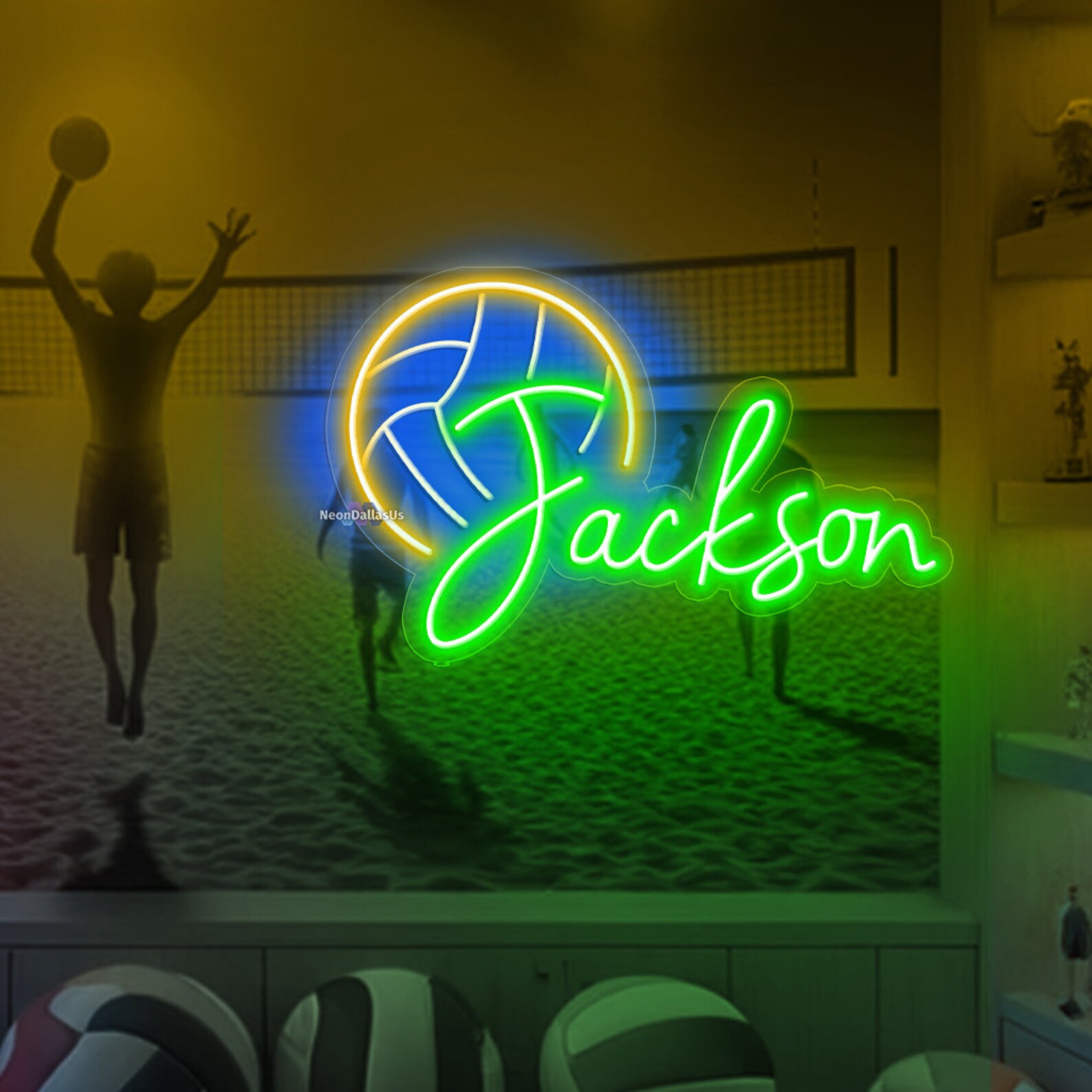 Volleyball Neon Sign Custom Volleyball Name Led Light Nursery Name Sign ...