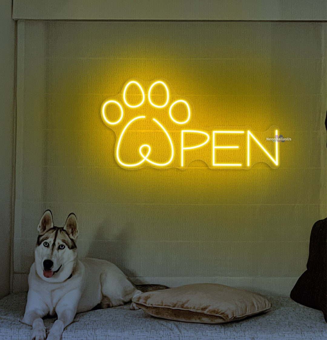 Open Paw Neon Sign Paw Open LED Sign Dog Paw Led Light Pet Neon Light ...