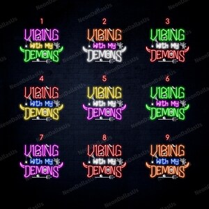 Vibing With My Demons Neon Sign Demons LED Lights Halloween Neon Sign ...