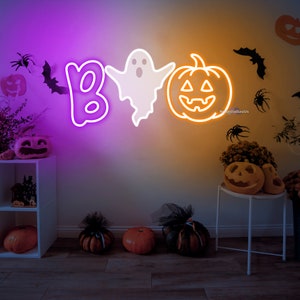 Boo Neon Sign Halloween Neon Sign Halloween Party Decor Halloween Gift ...