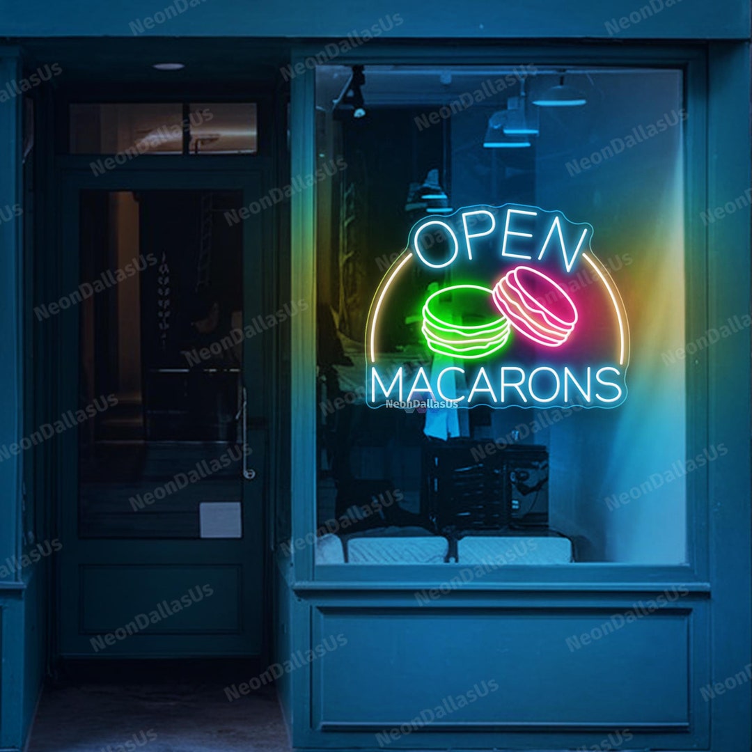 Open Macarons Neon Sign Macarons Open Led Sign Macaron LED Light ...