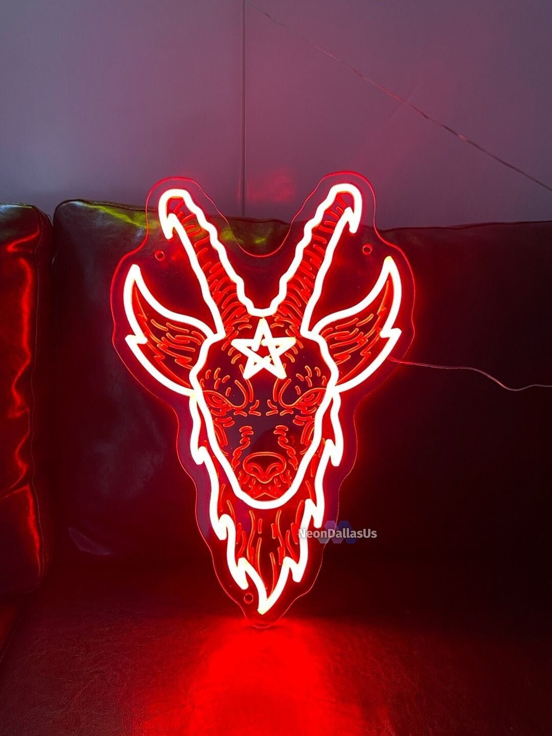 Baphomet Neon Sign Gothic Dark Led Decor Black Goat Led Light Satan ...