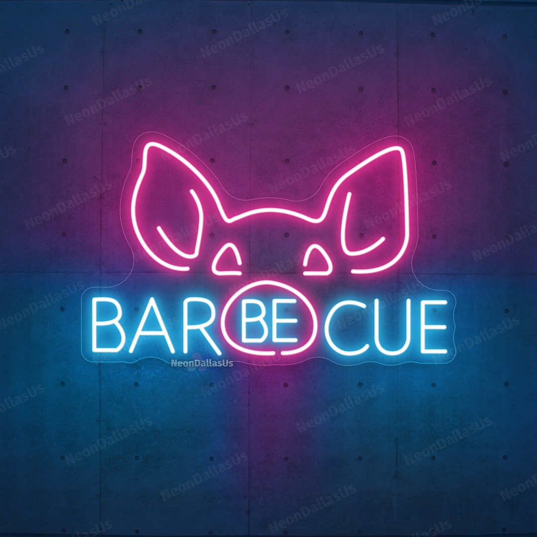 Pig Barbecue Neon Sign Barbecue LED Light BBQ Sign Grill Bar Led Sign ...