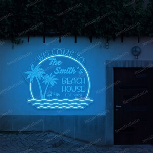 Custom Beach House Neon Sign Personalized Welcome to Beach House Wall ...