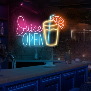 Juice Neon Sign Juice Open Led Sign Orange Juice Neon Lights Juice ...