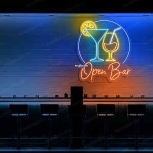 Open Bar Neon Sign Open Bar Led Lights Bar Light Cocktail Juice Fruit ...