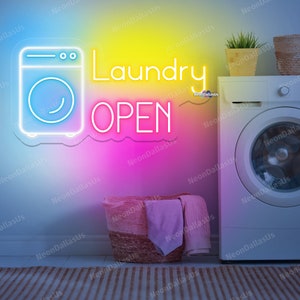 Laundry Open Neon Sign Laundromat Led Sign Washing Machine Light Sign ...