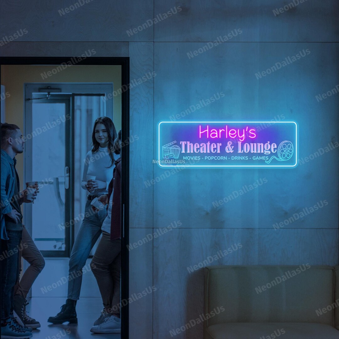 Theater and Lounge Sign Personalized Home Theater Sign Movie Room Sign ...