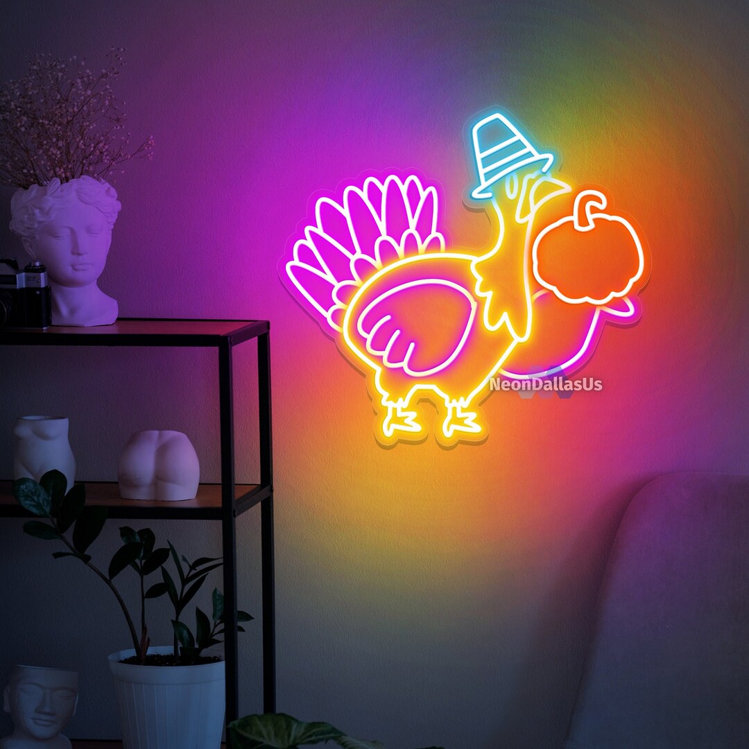 Thanksgiving Decor Turkey Neon Sign Thanksgiving Party Decor Fall Decor ...