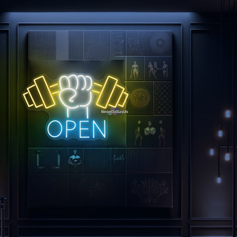 Gym Open Neon Sign Open Neon Sign Custom Gym Open Led Lights Gym Wall ...