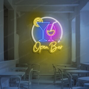 Open Bar Neon Sign Open Bar Led Lights Bar Light Cocktail Juice Fruit ...