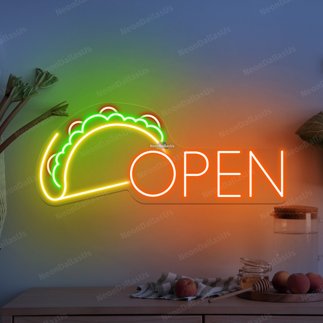 Tacos Open Neon Sign Tacos Light Sign Open Tacos Sign Tacos Opening ...