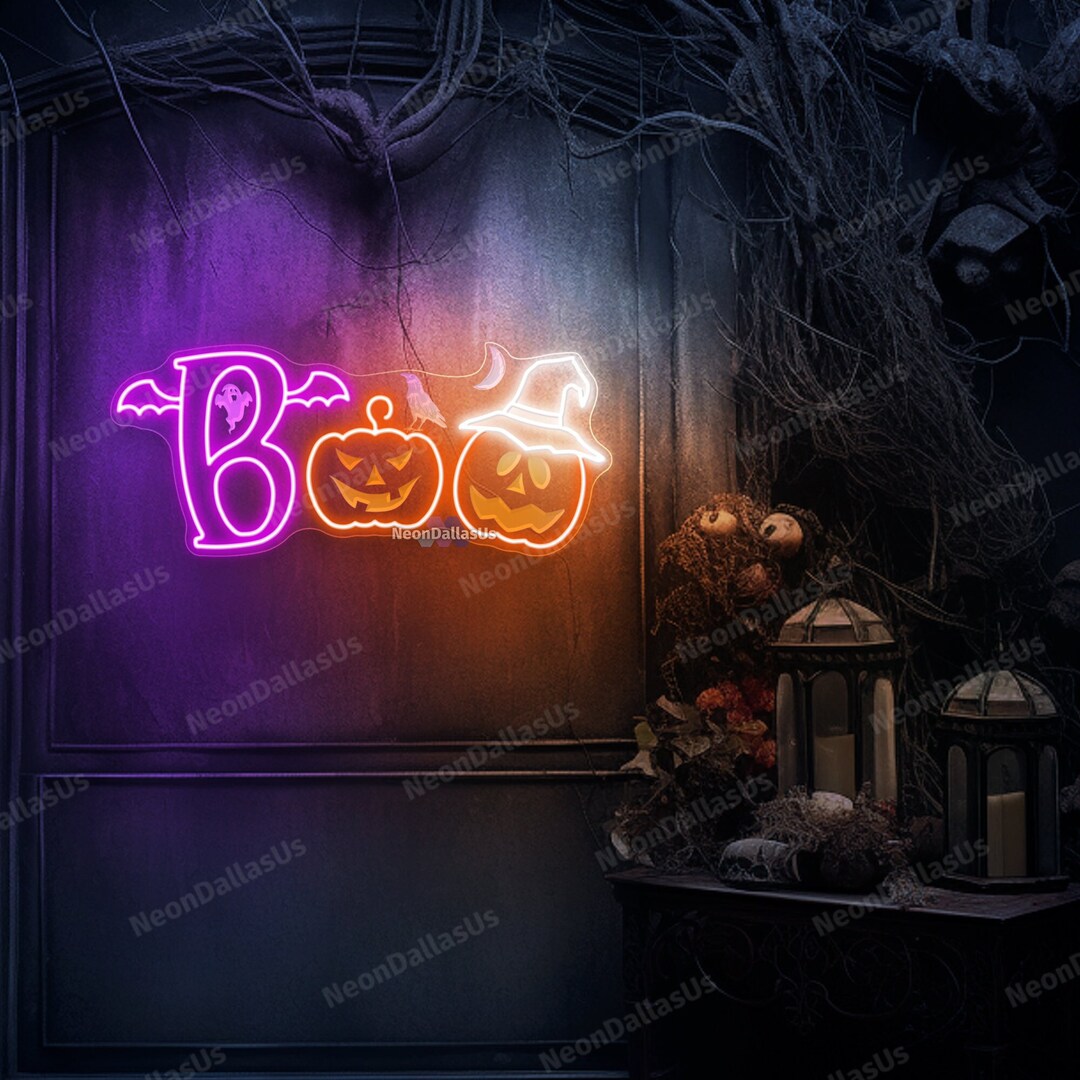 Boo Neon Sign Halloween Boo Sign Halloween LED Light Halloween Decor ...
