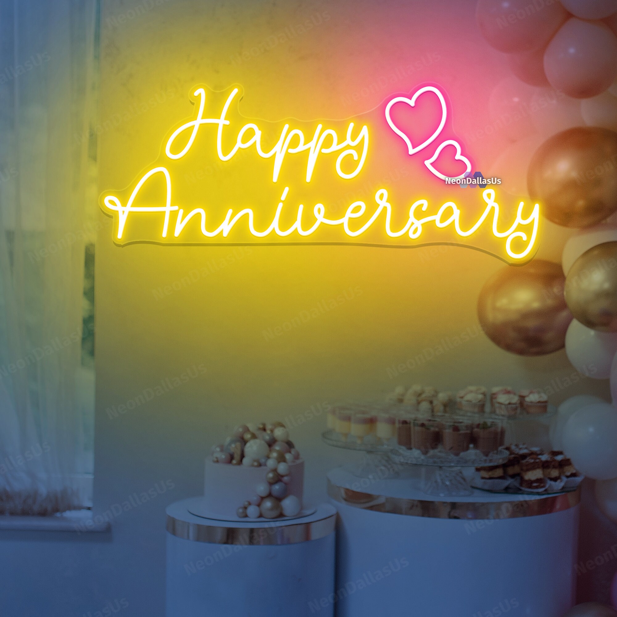 Happy Anniversary Neon Sign Happy Anniversary LED Light Happy ...