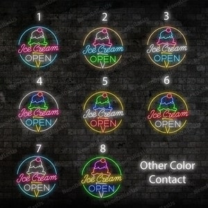 Ice Cream Open Neon Sign Ice Cream LED Light Ice Cream Shop Lights Ice ...