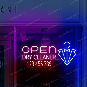 Dry Cleaner Open Neon Sign Dry Cleaning Laundry Led Sign Custom ...