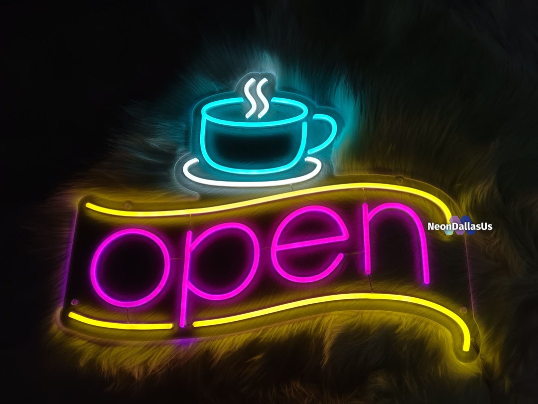Coffee Open Sign Coffee Cup Neon Sign Coffee Neon Light Sign Neon Sign ...