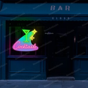 Cocktail Neon Sign Cocktail LED Light Cocktail Lounge Neon Sign Bar ...