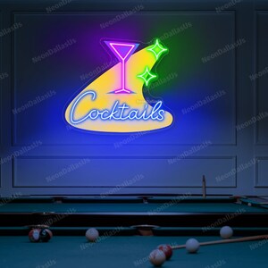 Cocktail Neon Sign Cocktail LED Light Cocktail Lounge Neon Sign Bar ...