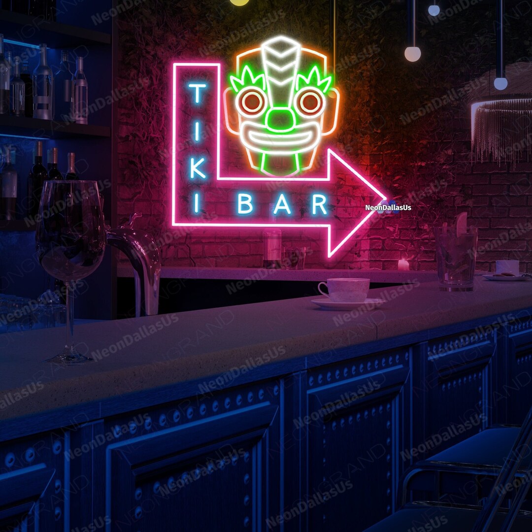 Tiki Bar Arrow Sign Tiki Bar Neon Sign Custom Bar Signage Tiki Lounge ...