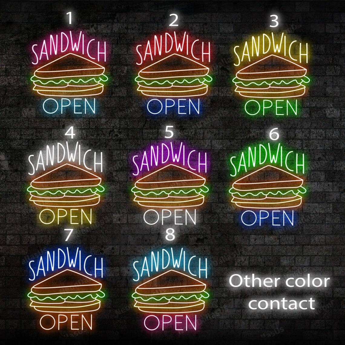 Sandwich Open Neon Sign Sandwiches LED Lights Sandwich Shop Neon Light ...