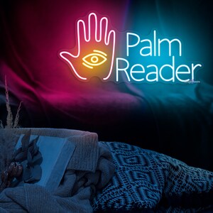 Palm Reader Neon Sign Palm Reader Hand LED Sign Psychic Readings Neon ...
