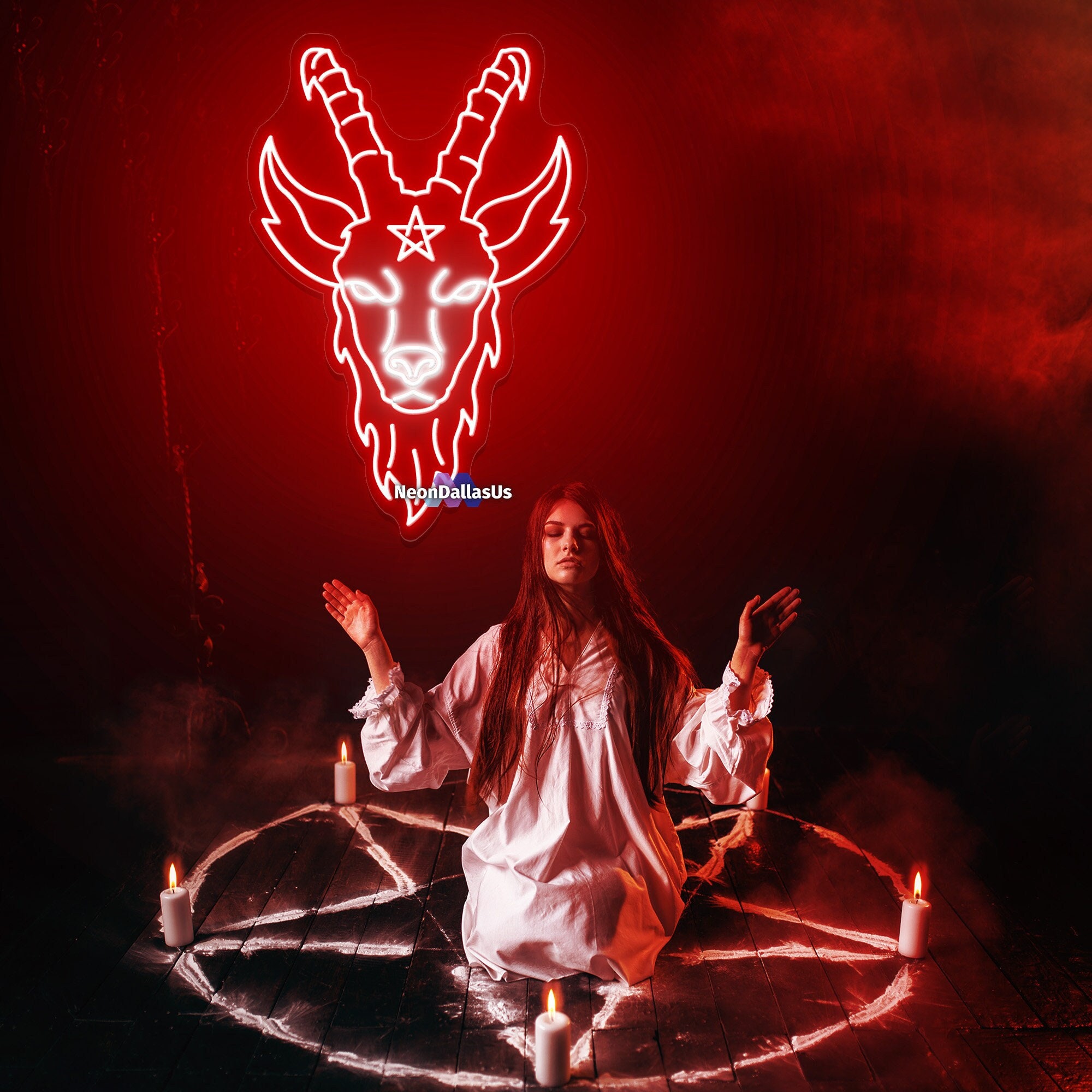 Baphomet Neon Sign Gothic Dark Led Decor Black Goat Led Light - Etsy