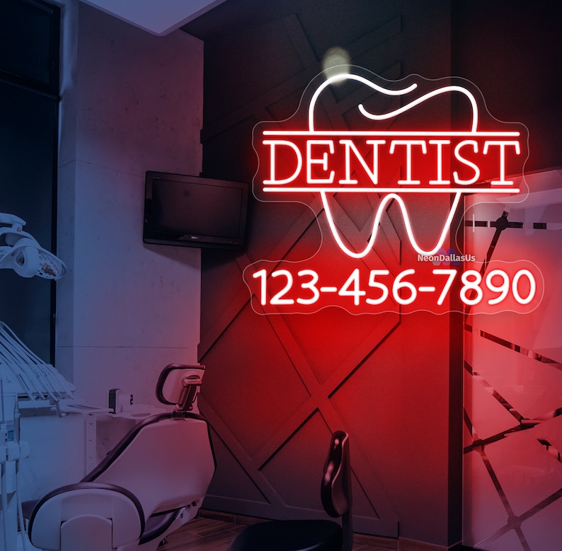 Tooth Dentist Neon Sign Tooth Neon Lights Tooth Led Sign Custom Dental ...