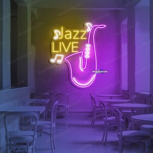 Jazz Live Neon Sign Jazz LED Light Jazz Club Led Sign Custom Bar Neon ...