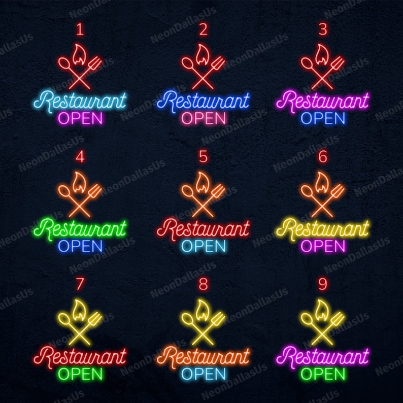 Restaurant Open Neon Sign Restaurant Open LED Light Restaurant Sign ...
