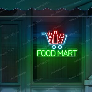 Food Mart Neon Sign Supermarket Neon Sign Grocery LED Light Food Store ...