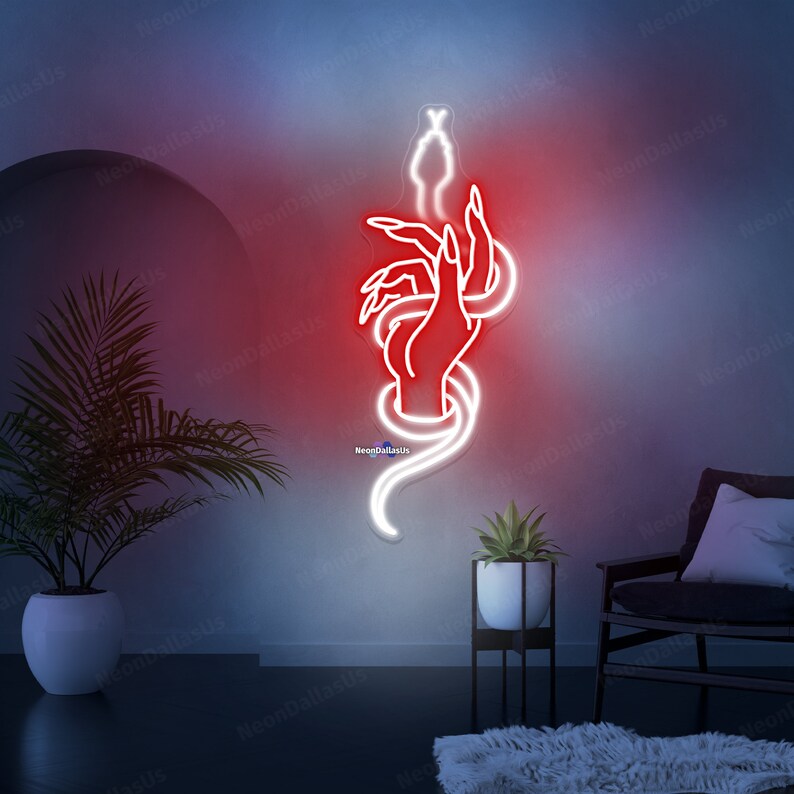 Hand Holding Snake Neon Lights Hand With Snake Led Sign Hand Snake Neon ...