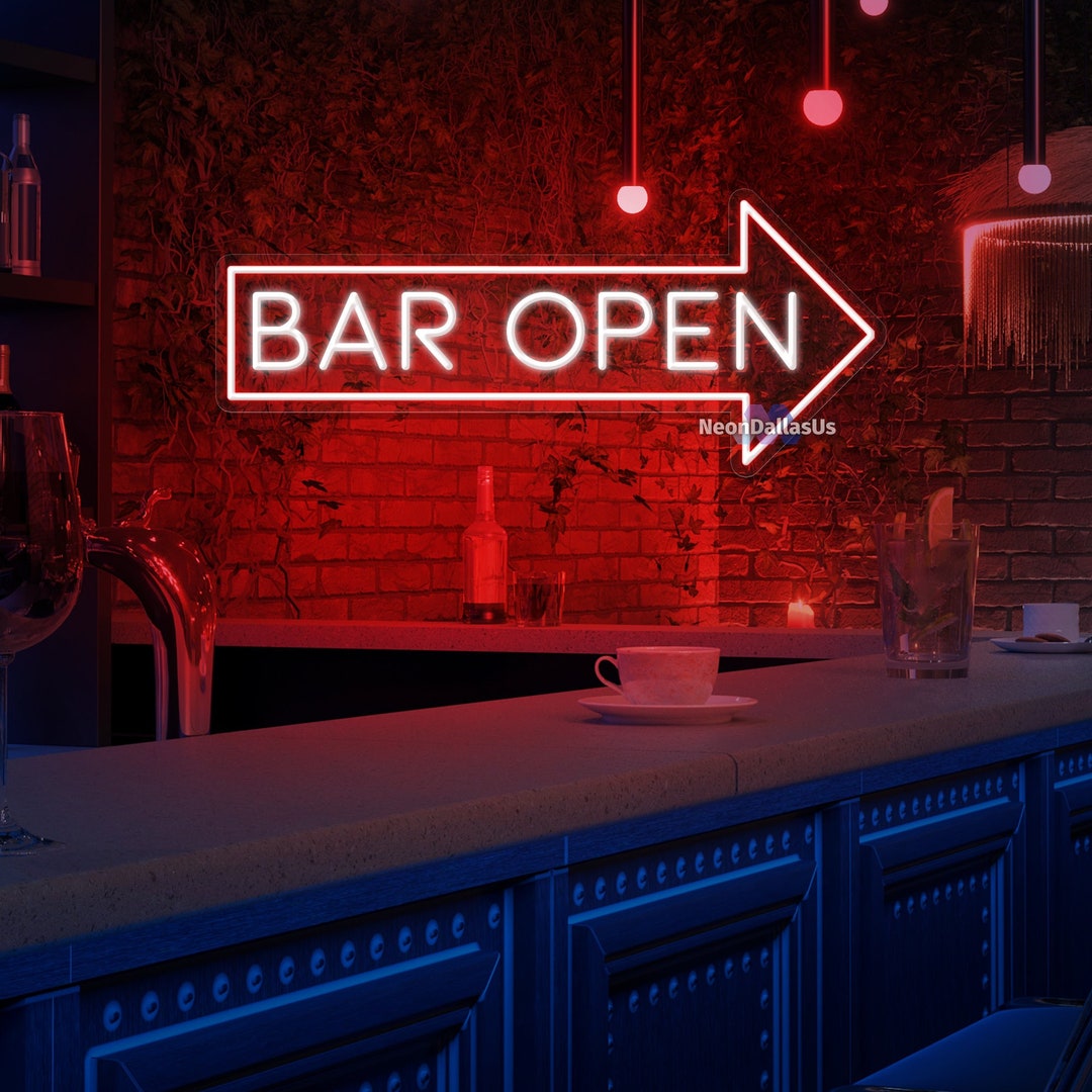 Bar Open Neon Sign Open Neon Light Bar Led Sign Open Arrow Sign ...