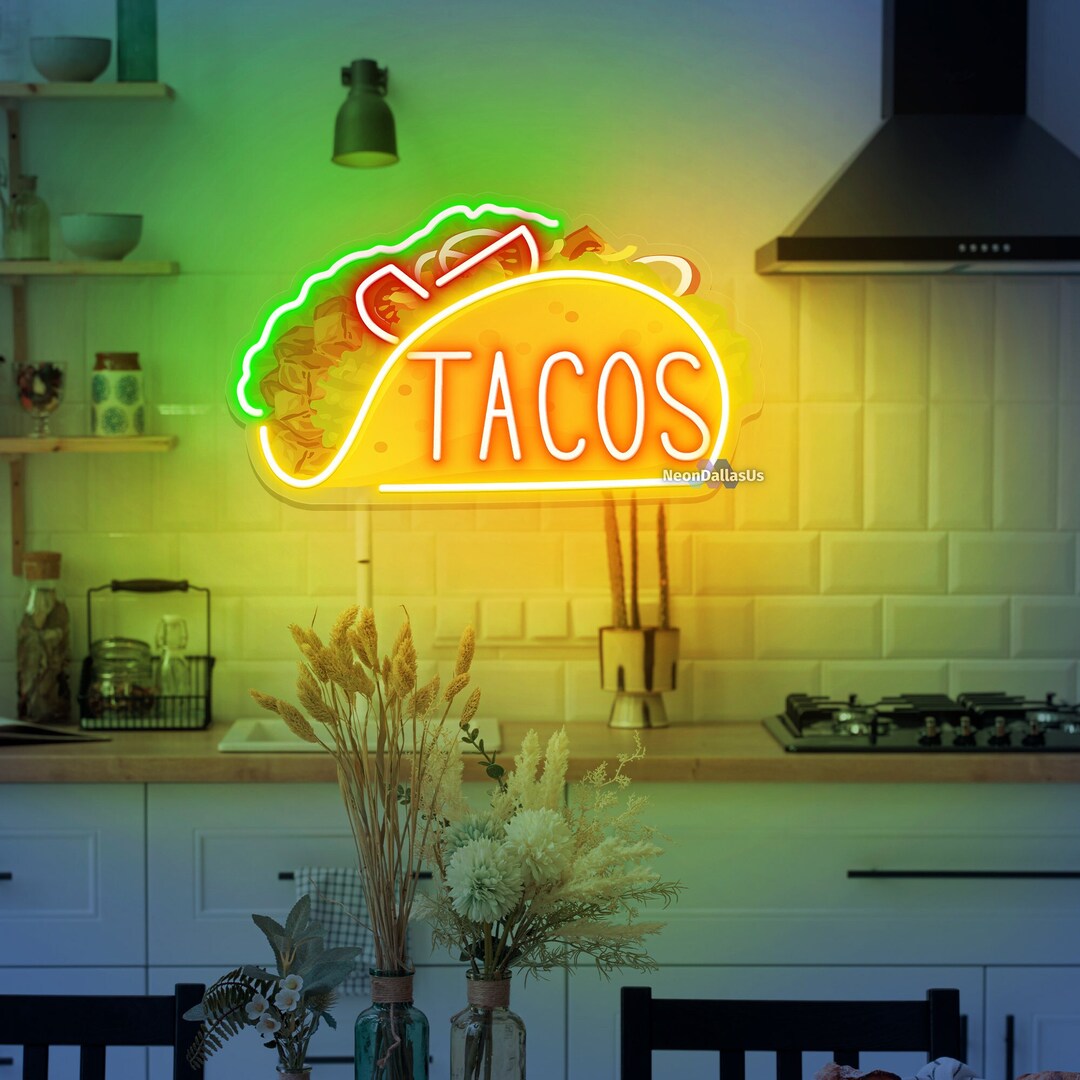 Tacos Neon Sign Tacos Led Lights Custom Mexican Restaurant Decors ...