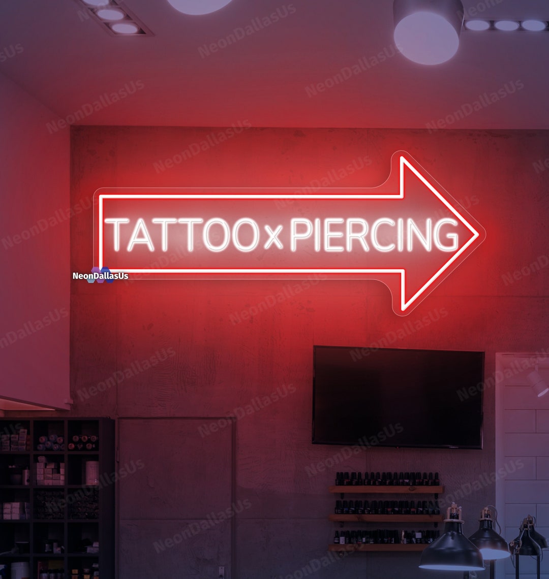 Tattoo and Piercing Neon Sign Tattoo Piercing Arrow LED Lights Piercing ...