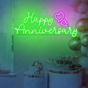 Happy Anniversary Neon Sign Happy Anniversary LED Light Happy ...