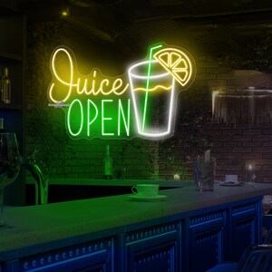 Juice Neon Sign Juice Open Led Sign Orange Juice Neon Lights Juice ...