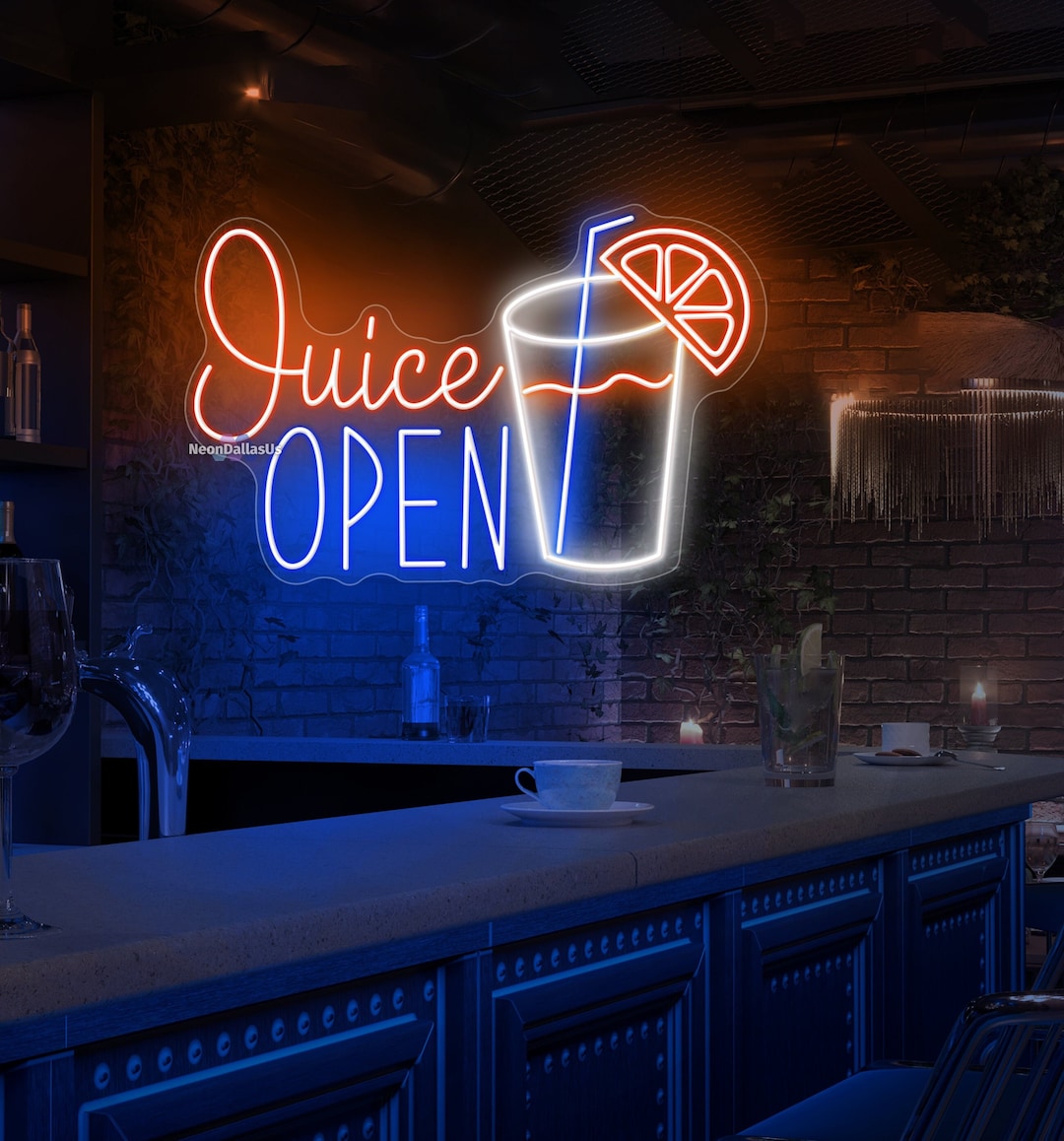 Juice Neon Sign Juice Open Led Sign Orange Juice Neon Lights Juice ...
