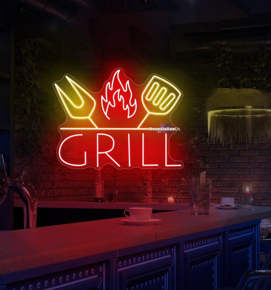 Grill Neon Sign Bar and Grill Neon Light BBQ LED Sign Barbecue Neon ...