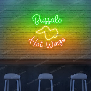 Buffalo Hot Wings Neon Sign Food Neon LED Light Chicken Wings Neon Sign ...